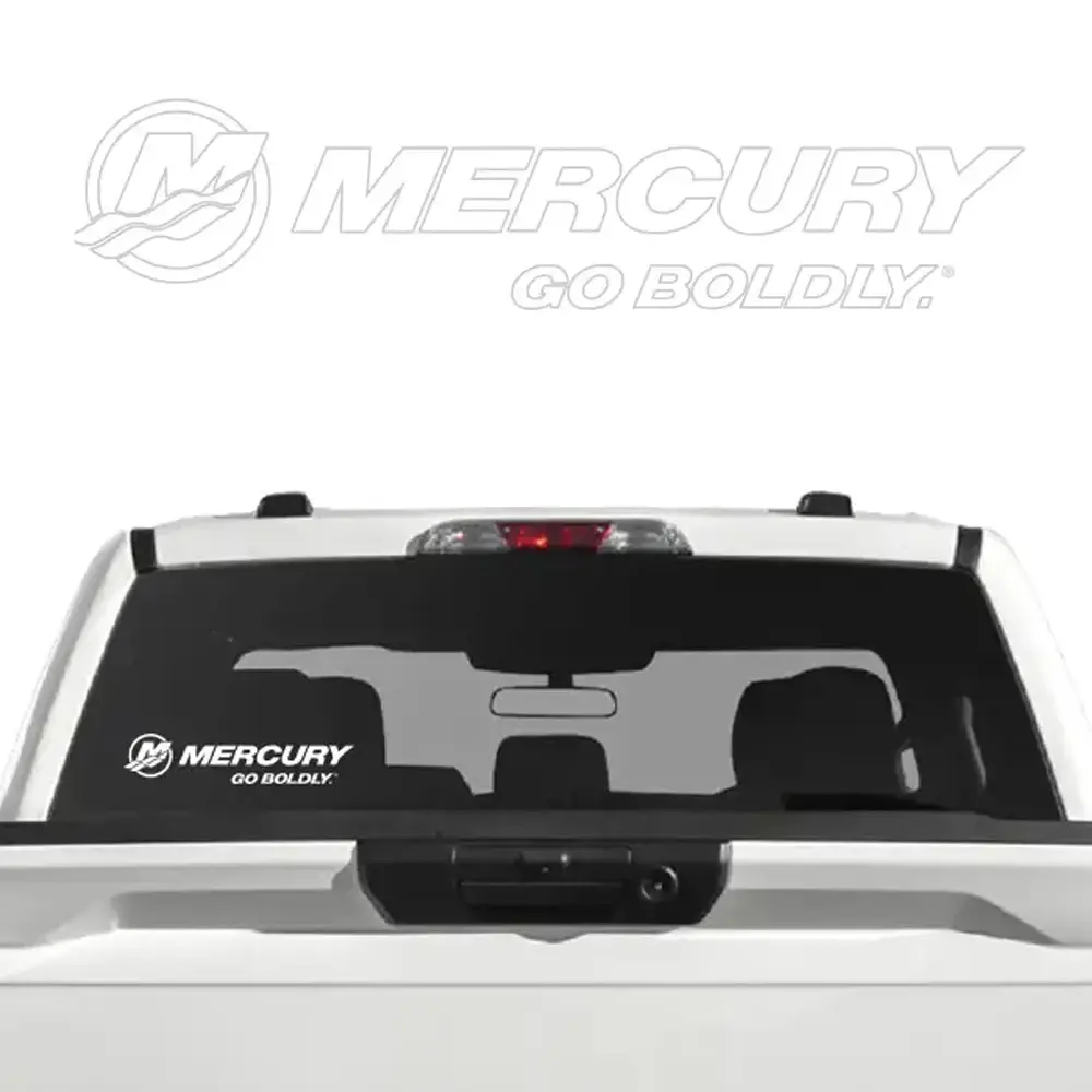 New Mercury "Go Boldly" Vinyl Decal-White- – The Loft at Bucks Island